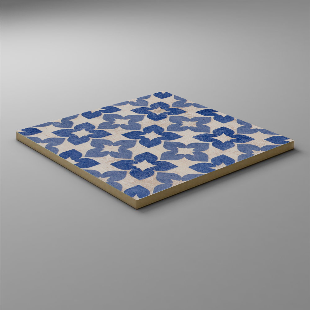 Azrou Blue Patterned Wall and Floor Tiles - 200 x 200mm