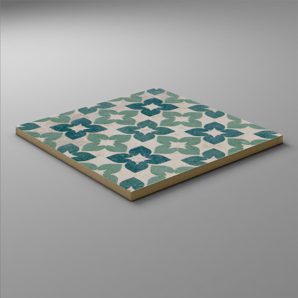 Azrou Green Patterned Wall and Floor Tiles - 200 x 200mm