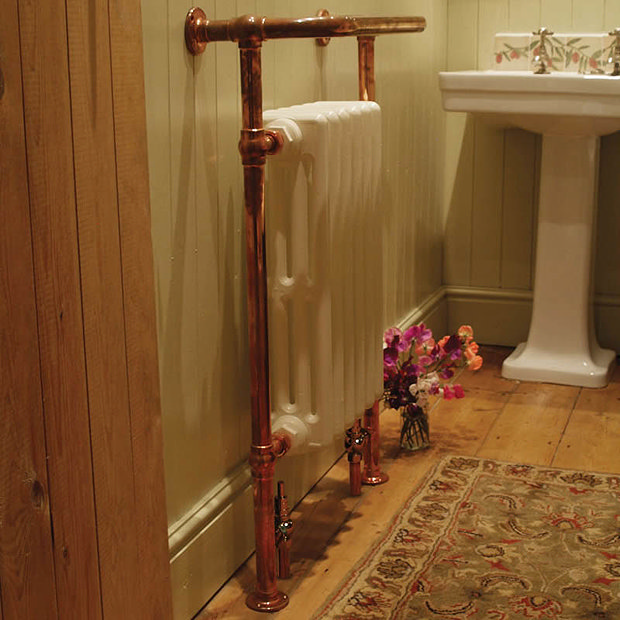 Bampton Traditional 960 x 675mm Heated Towel Radiator - Copper