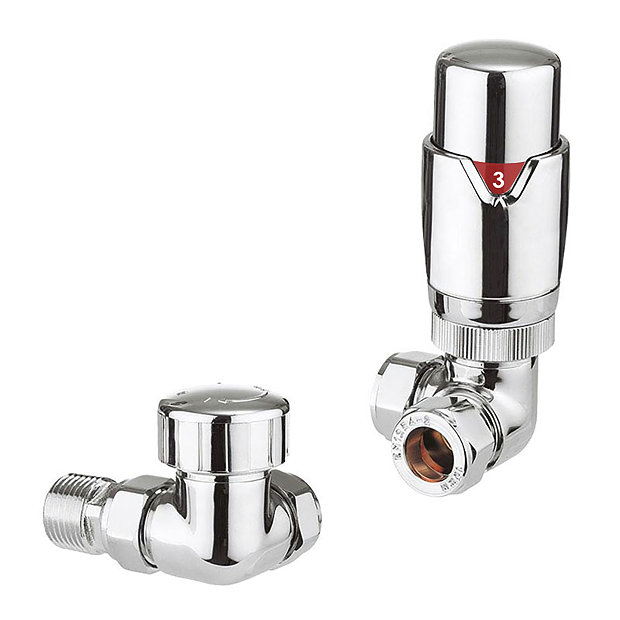 Crosswater Pier Chrome Corner Radiator Valves | Victorian Plumbing