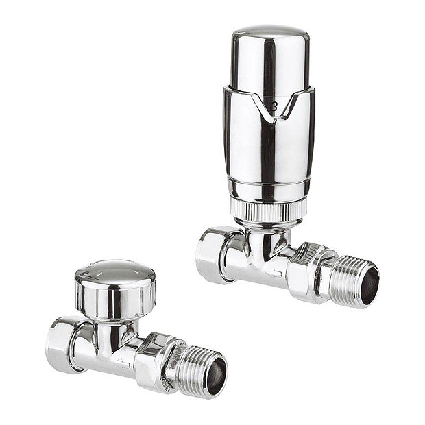 Crosswater Pier Chrome Straight Radiator Valves | Victorian Plumbing
