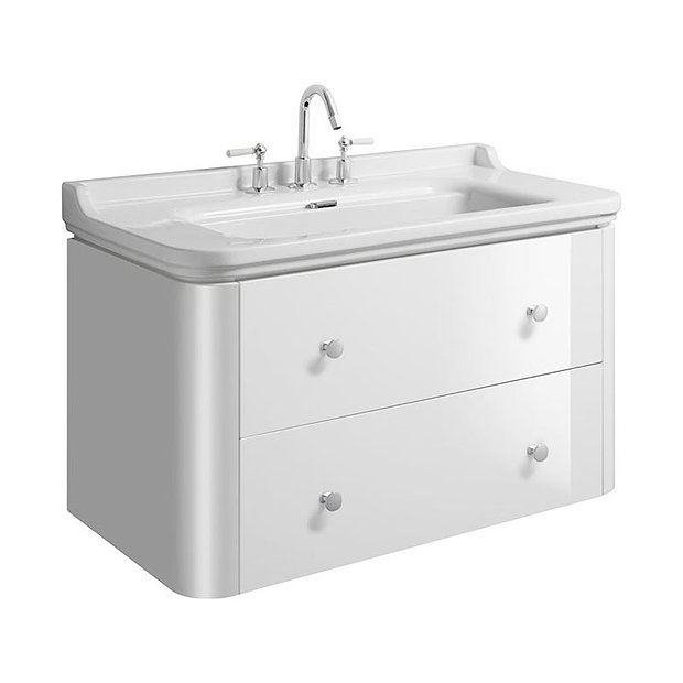 Bauhaus Waldorf 1000mm Wall Hung Vanity Unit with Knobs
