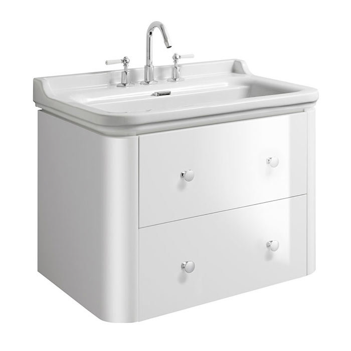 Bauhaus Waldorf 800mm Wall Hung Vanity Unit with Knobs