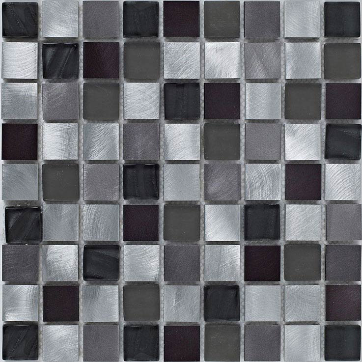 BCT Tiles Shades of Grey Silver Metal/Glass Mix Mosaic Tiles - 305 x ...