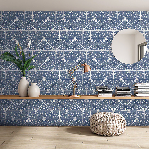 Blue and White Hexagon Tile | Victorian Plumbing