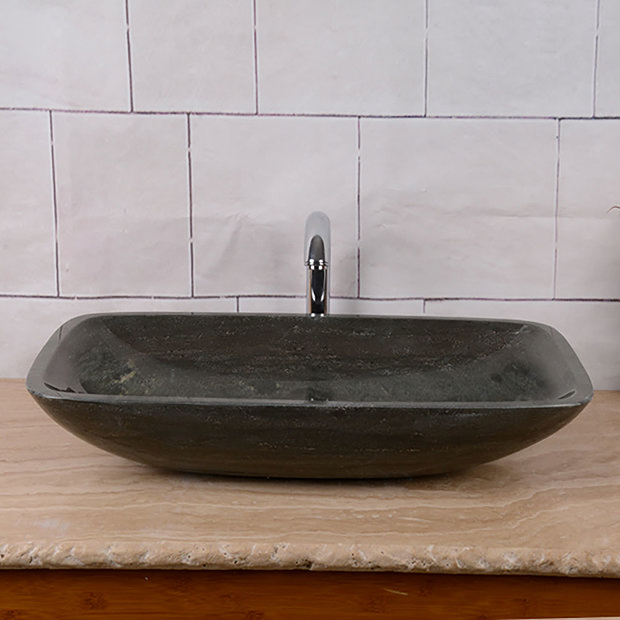 Blue Limestone 600 x 380mm Counter Top Rectangle Basin 0TH - BLST003 ...