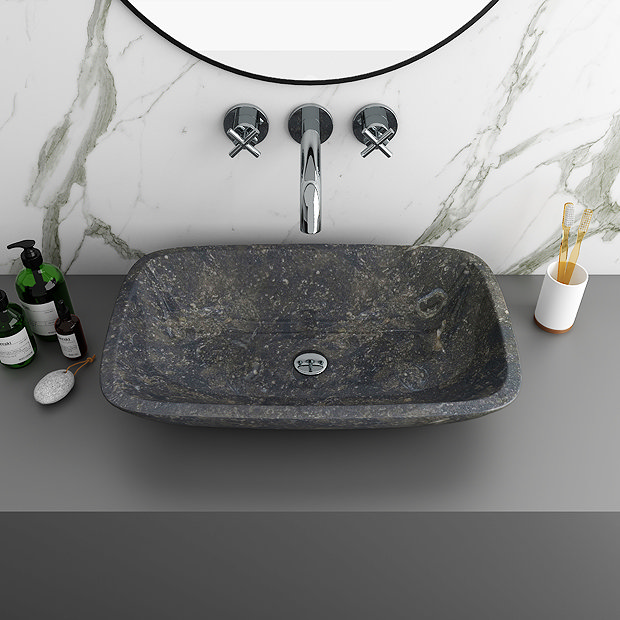 Blue Limestone 600 x 380mm Counter Top Rectangle Basin 0TH - BLST003 ...