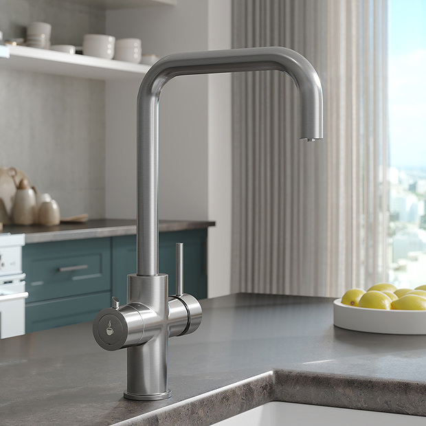 Bower 3-in-1 Instant Boiling Water Tap - Brushed Nickel with Boiler ...