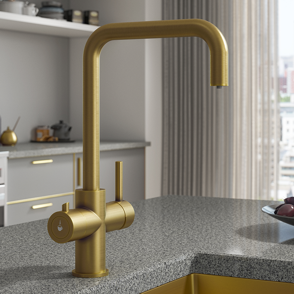 Bower 4-in-1 Instant Boiling Water Tap with Chiller - Brushed Gold
