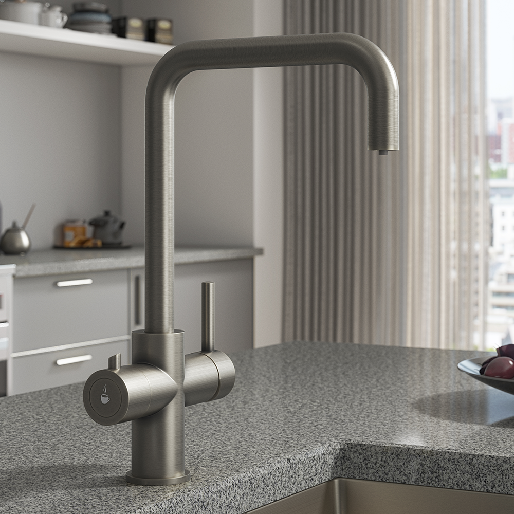 Bower 4-in-1 Instant Boiling Water Tap with Chiller - Brushed Steel