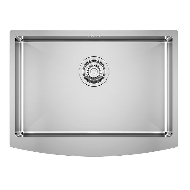 Bower 600 x 450 Brushed Stainless Steel Curved Belfast Kitchen Sink + Waste