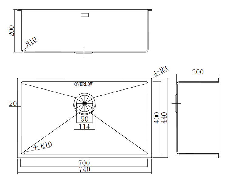 Bower 740 x 440mm Stainless Steel 1.0 Bowl Undermount Kitchen Sink