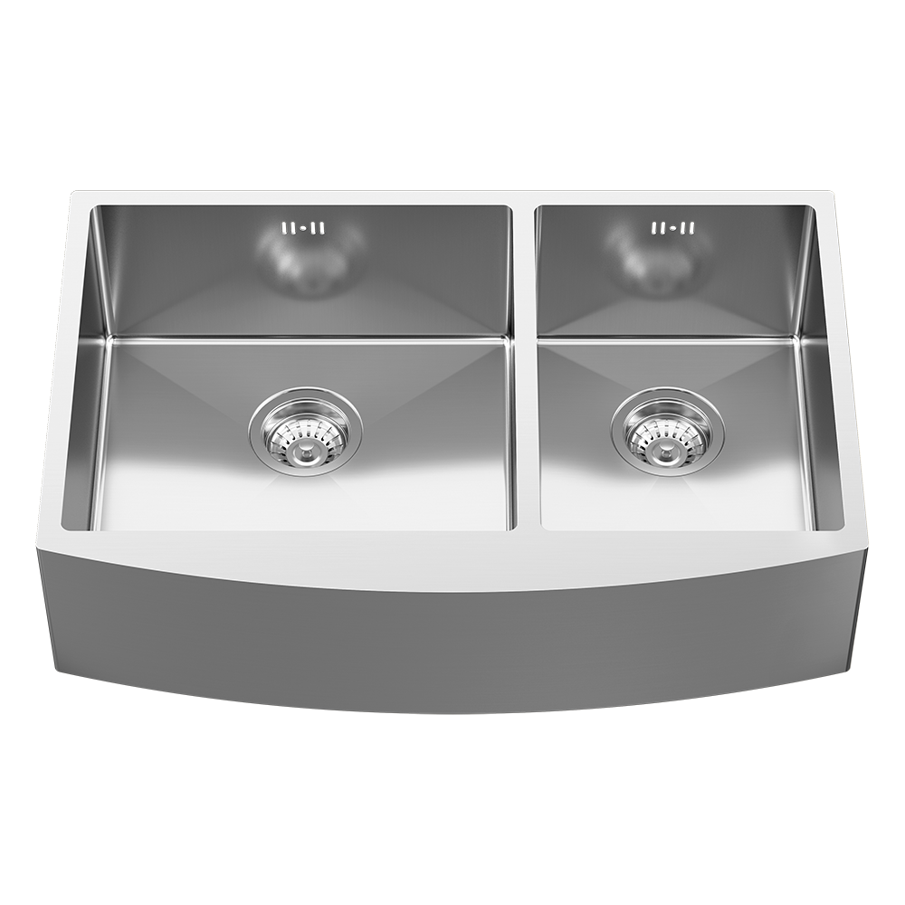 Bower 760 x 500 Brushed Stainless Steel Curved Double Bowl Belfast ...