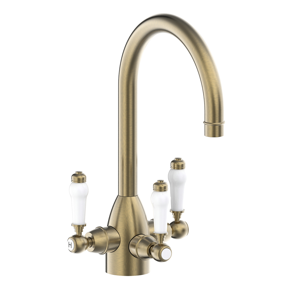 Bower Traditional Antique Brass 3-in-1 Water Purifier Tap (incl. System ...