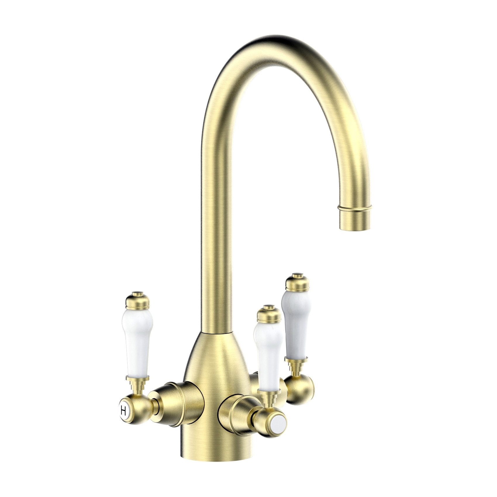 Bower Traditional Brushed Brass 3-in-1 Water Purifier Tap (incl. System ...