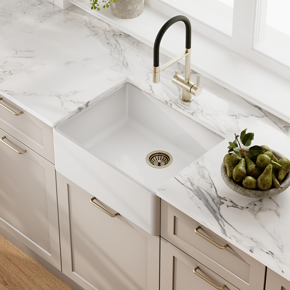 Bower White Ceramic Belfast Sink with Central Waste 595 x 450 x 220mm