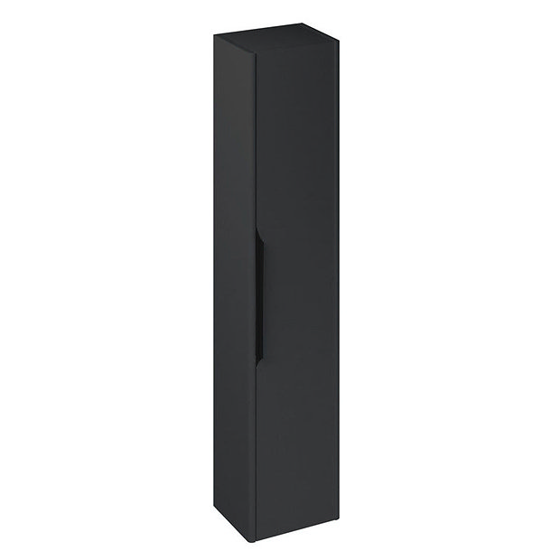 Britton Shoreditch Wall-Hung Tall Cabinet with Black Handle - Matt Grey