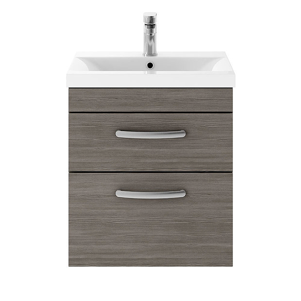 Brooklyn 500mm Grey Avola 2 Drawer Wall Hung Vanity Unit | Victorian ...