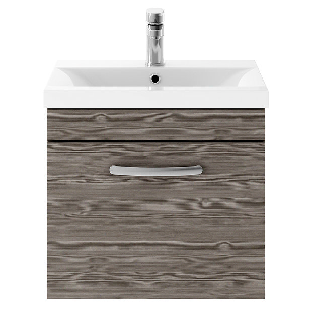 Brooklyn 500mm Grey Avola Wall Hung Vanity Unit - Single Drawer ...