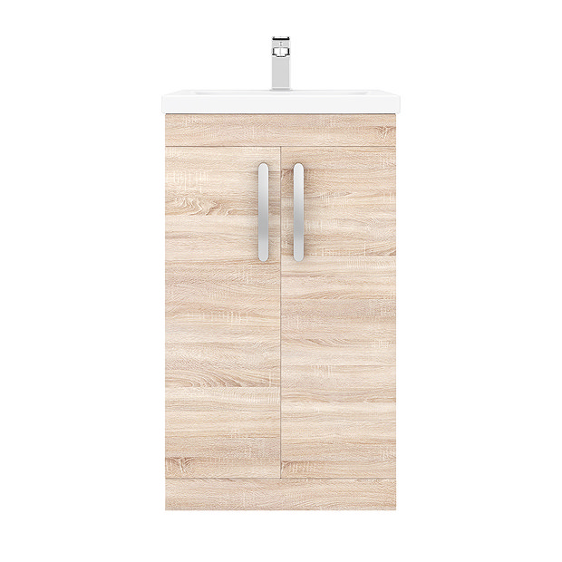 Brooklyn 500mm Natural Oak Vanity Unit - Floor Standing 2 Door Unit ...