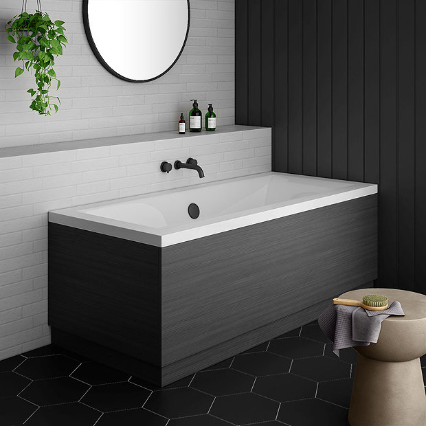 Brooklyn Black Wood Effect Bath Panel Pack | Victorian Plumbing UK