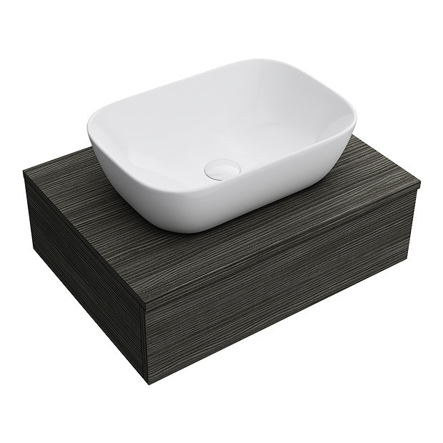 Brooklyn Floating Basin Shelf with Drawer - Black - 600mm inc. Curved ...