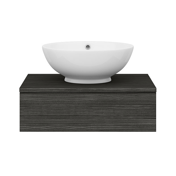 Brooklyn Floating Basin Shelf with Drawer - Black - 600mm inc. Round ...