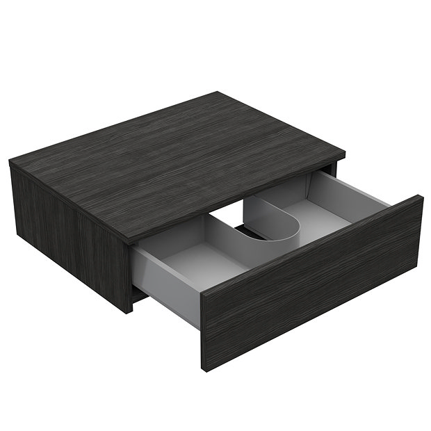 Brooklyn Floating Basin Shelf with Drawer - Black - 600mm inc. Round ...