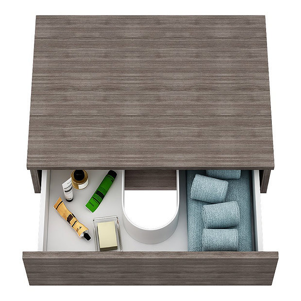 Brooklyn Floating Basin Shelf with Drawer - Grey Avola - 600mm inc ...