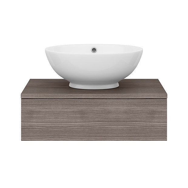 Brooklyn Floating Basin Shelf with Drawer - Grey Avola - 600mm inc ...