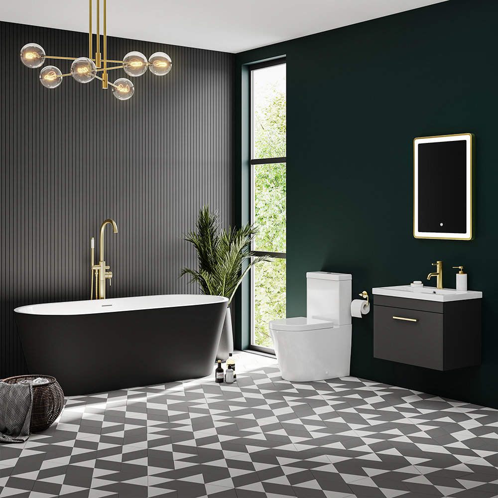 Brooklyn Matt Black Exterior 1700 x 800mm Double Ended Freestanding Bath