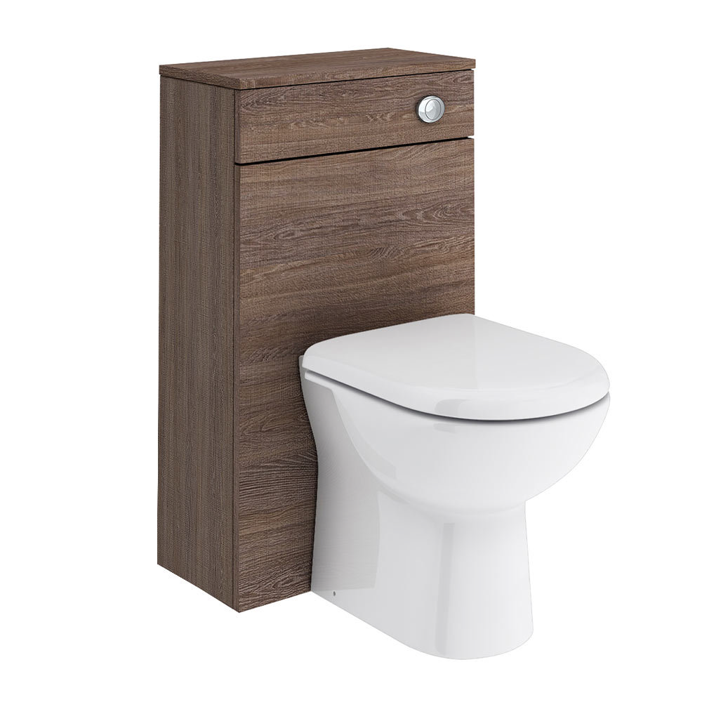 Brooklyn Mid Oak WC Unit + Cistern (500mm Wide) | Victorian Plumbing UK
