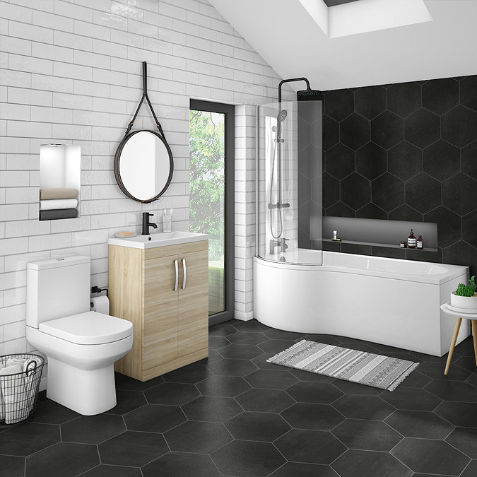 Brooklyn Natural Oak Bathroom Suite + B-Shaped Bath | Victorian Plumbing UK