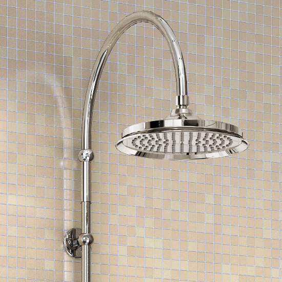 Burlington Claremont Angled Bath Shower Mixer w Riser, Curved Arm, 9 ...