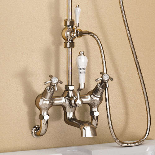Burlington Claremont Wall Mounted Angled Bath Shower Mixer w Riser ...