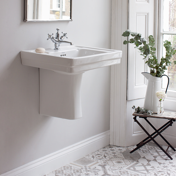 Burlington Contemporary Medium Basin and Semi Pedestal - Various Tap ...