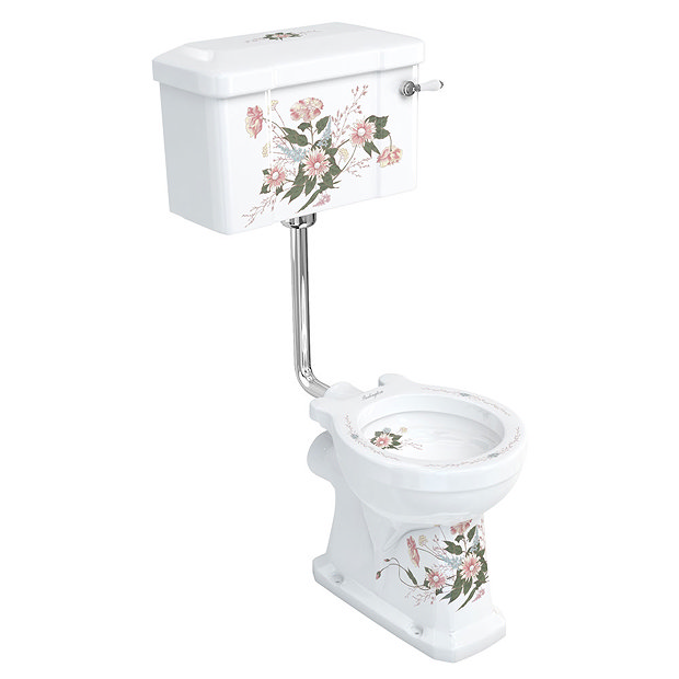 Burlington English Garden Low Level WC - 51cm White Ceramic Cistern ...