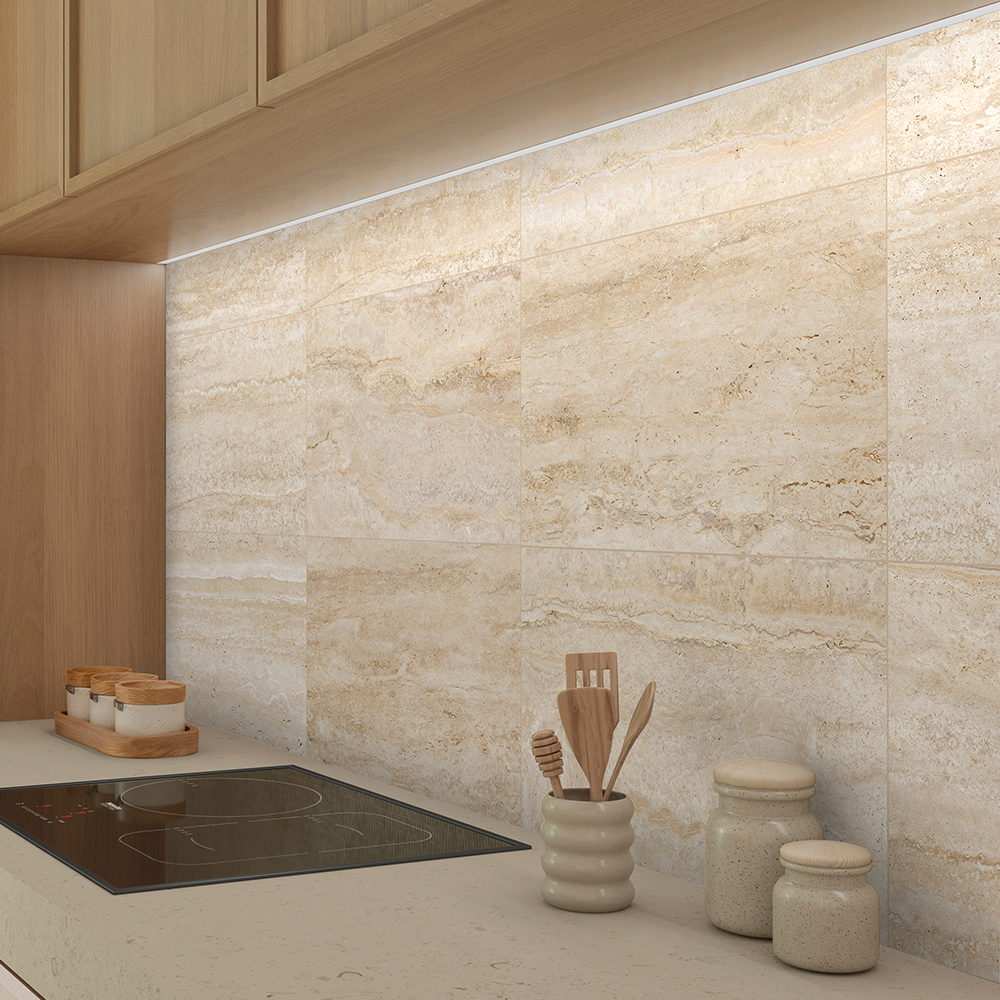 Capri Brown Travertine Stone Effect Wall & Floor Tiles - 300 x 600mm