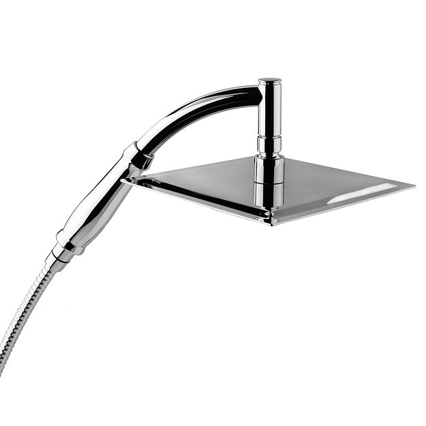 Cast Bath Shower Mixer with 200mm Square Shower Head, Extension Arm ...