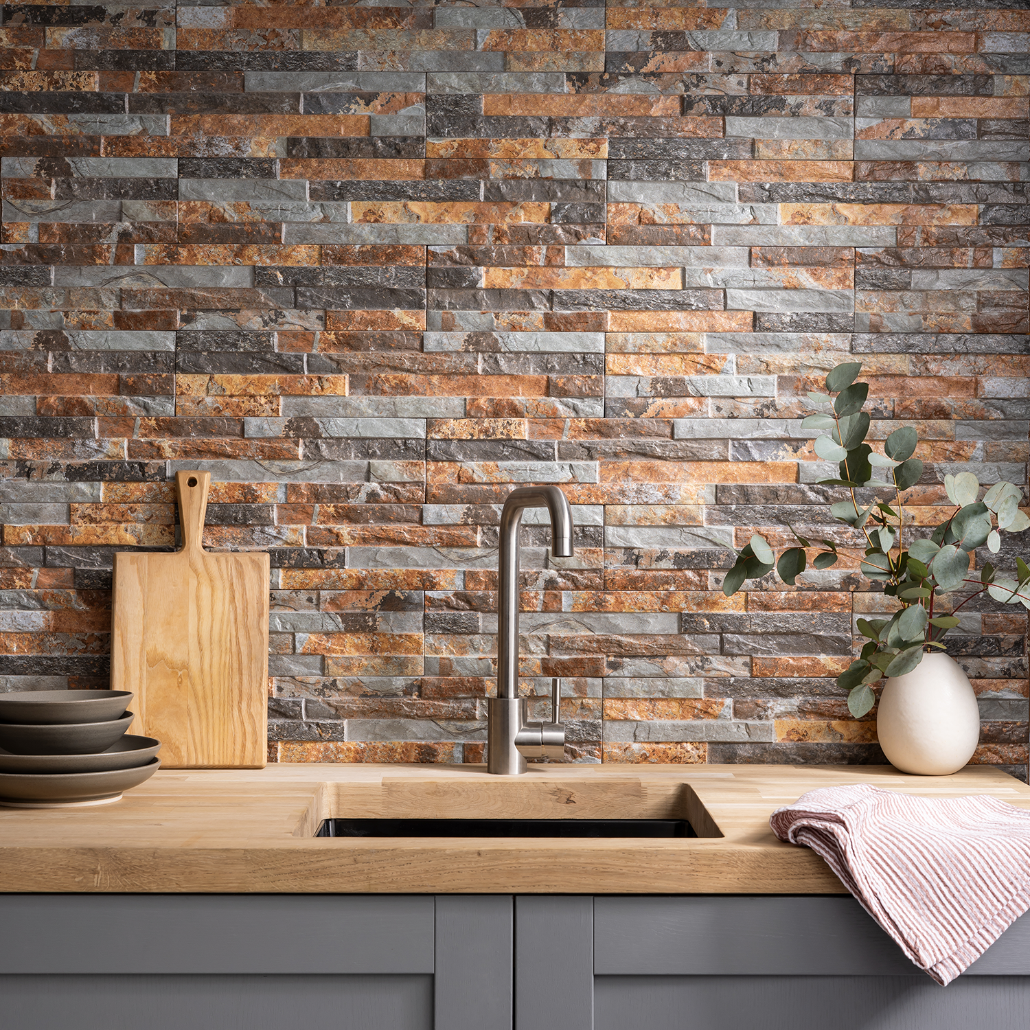Casterton Mix Stone Effect Split Face Tiles - 100 x 500mm