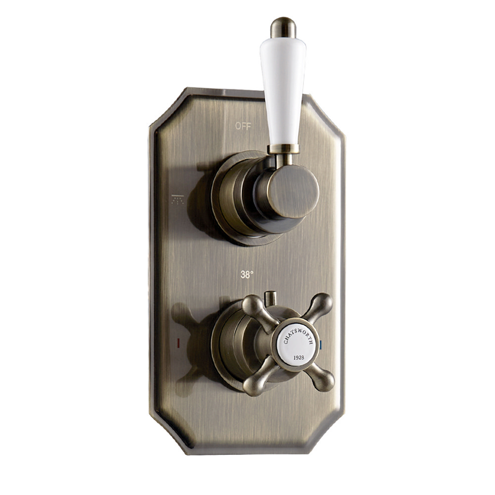 Chatsworth 1928 Antique Brass Traditional Twin Concealed Shower Valve ...