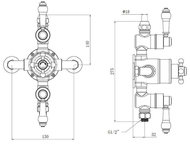 Chatsworth 1928 Traditional Triple Exposed Shower Valve Inc. Luxury ...