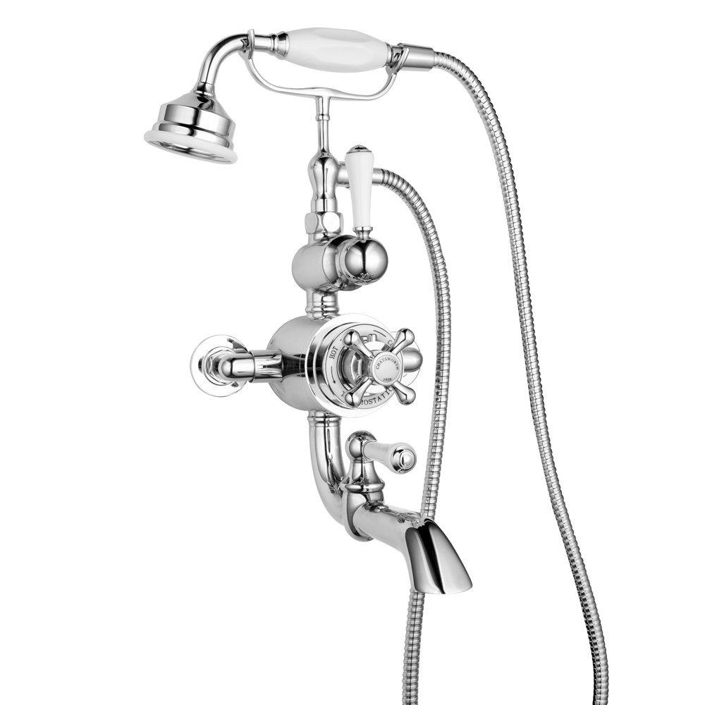 Chatsworth 1928 Traditional Wall Mounted Thermostatic Bath Shower Mixer ...