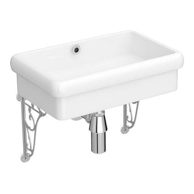 Chatsworth Wall Hung 0TH Basin 450 x 295mm in Gloss White with Chrome ...