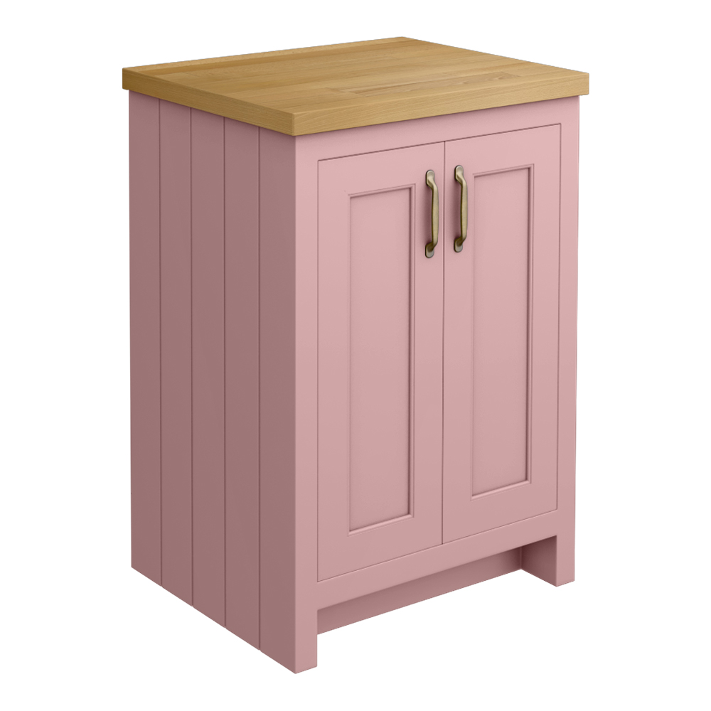 Chatsworth 545mm Pink Vanity with Worktop & Antique Brass Handles ...