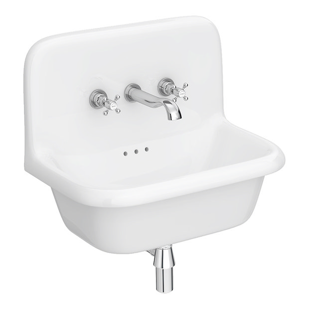 Chatsworth 600mm Roll Top Wall Hung Basin White | Victorian Plumbing UK