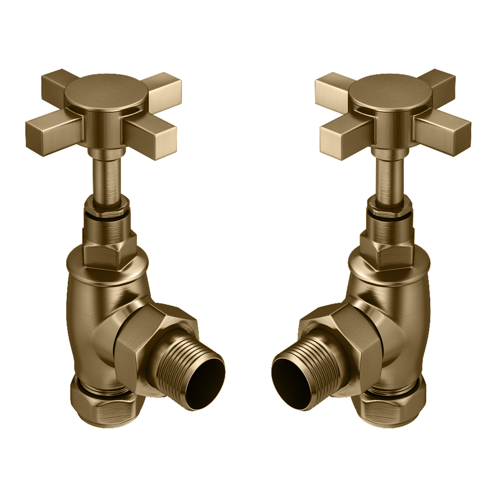 Chatsworth Antique Brass Angled Art Deco Radiator Valves | Victorian ...