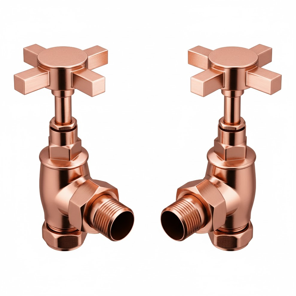 Chatsworth Rose Gold Angled Art Deco Radiator Valves | Victorian ...