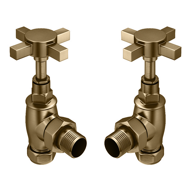 Chatsworth Antique Brass Angled Art Deco Radiator Valves | Victorian ...