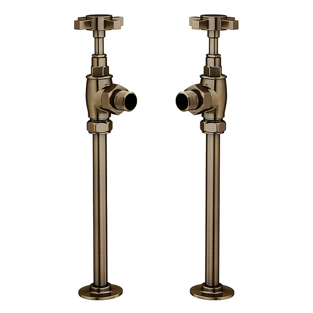 Chatsworth Antique Brass Angled Art Deco Radiator Valves | Victorian ...